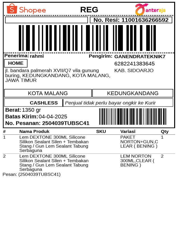 Label Pengiriman-3133 | PDF