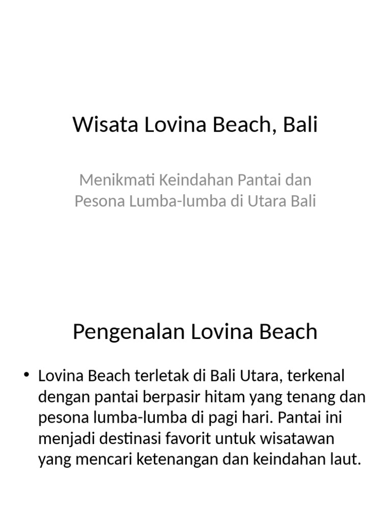 Paket Wisata Lovina Beach Bali | PDF