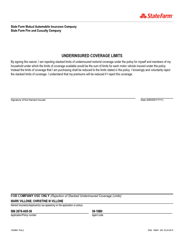 2018 Honda Pilot-Rejection Of Stacked Underinsured Coverage Limits | PDF