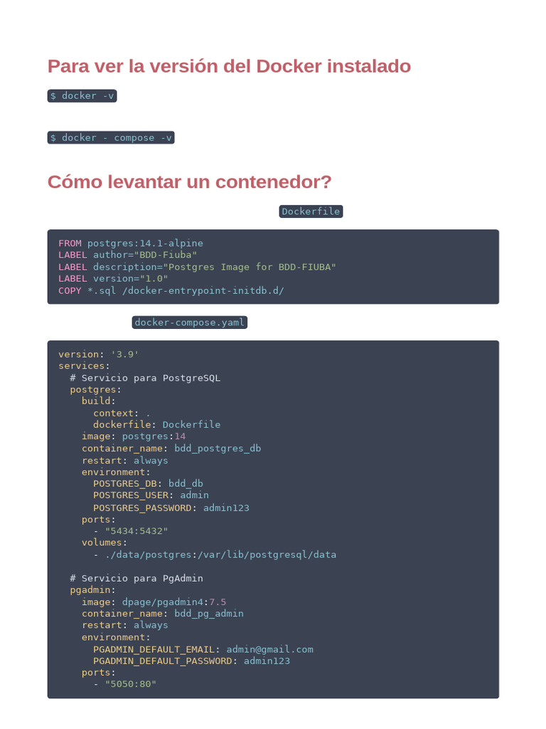 Base de Datos - Docker | PDF | Postgre Sql | Bases de datos