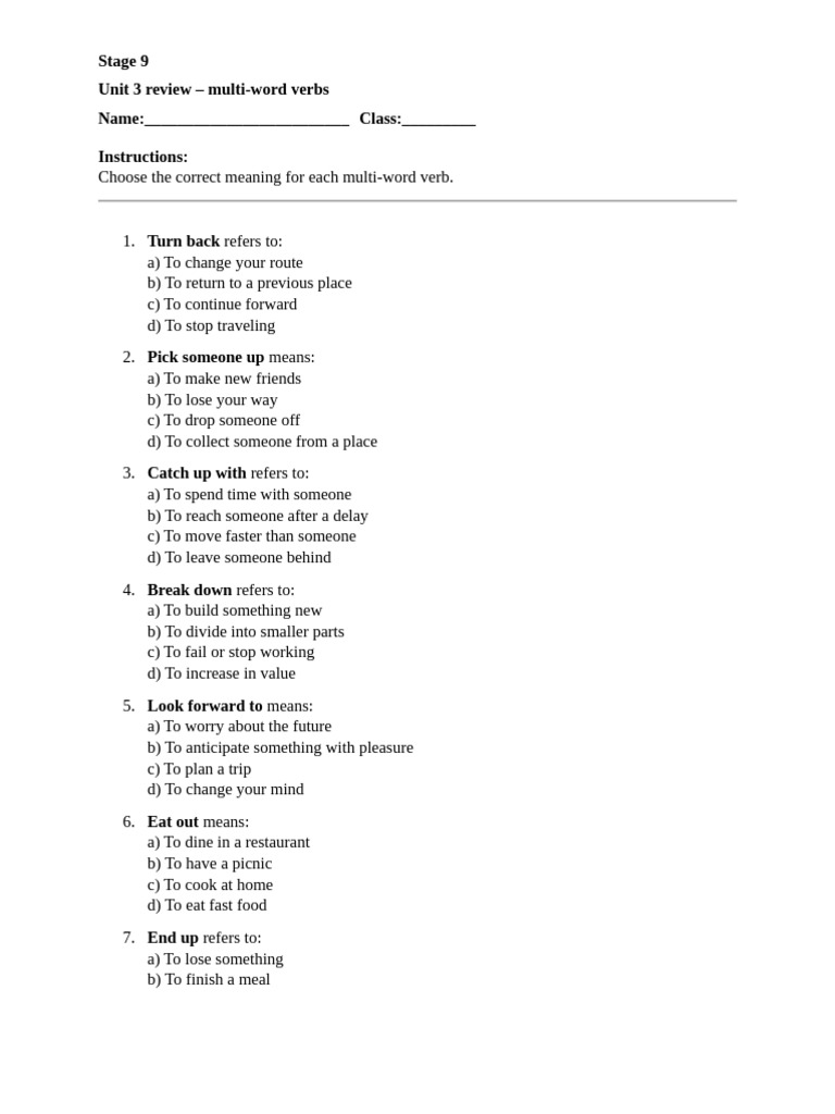 S9.W10.Unit 3.10. Multi-Word Verbs | PDF