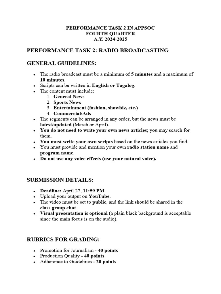 Performance Task 2 in Appsoc | PDF