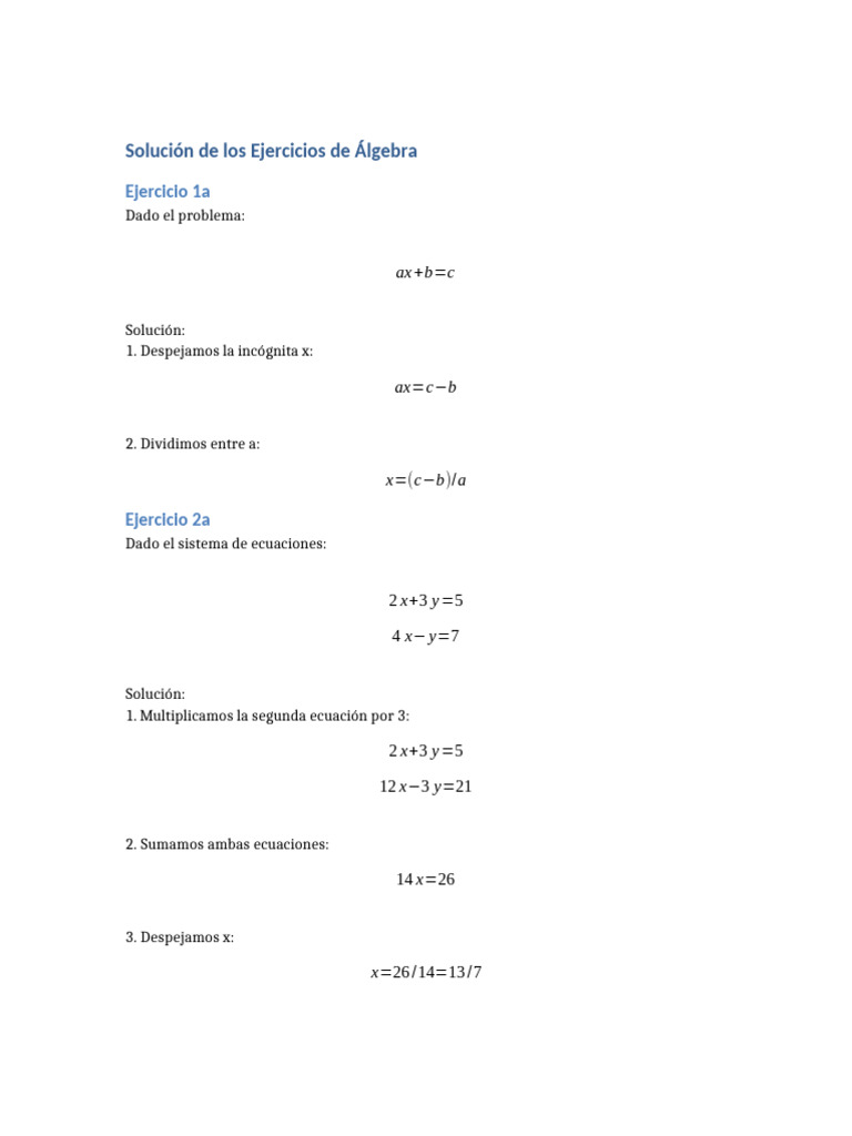 Ejercicios Algebra | PDF