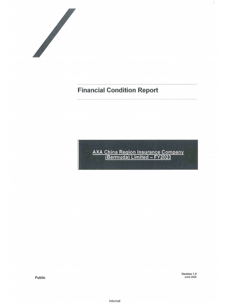 Axa2023 Financial Condition Report China Region Bermuda | PDF