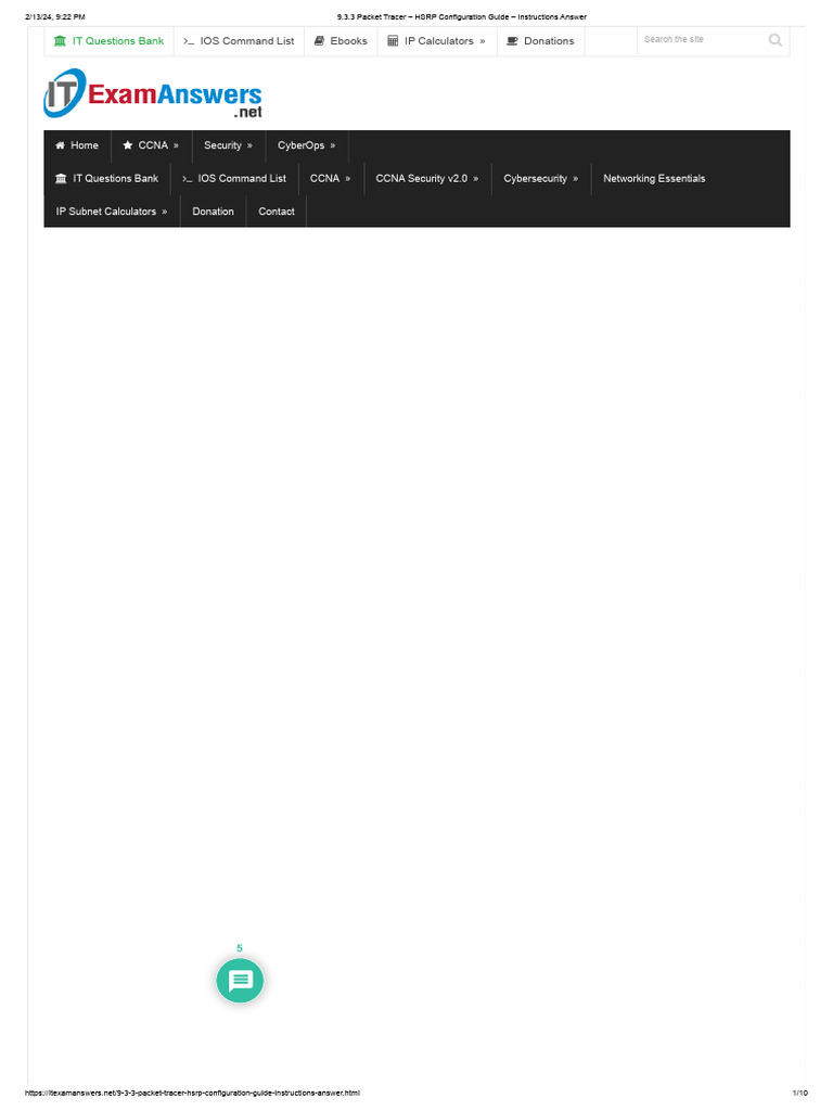 9 3 3 Packet Tracer Hsrp Configuration Guide Instructions Answer Pdf Router Computing