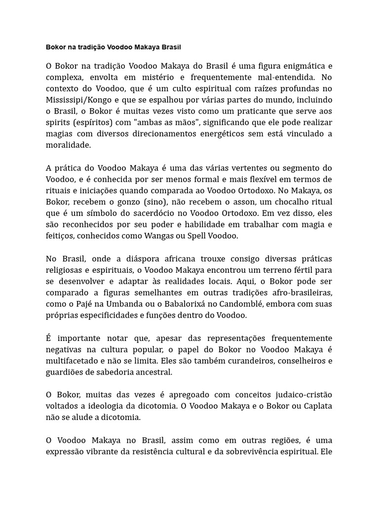 Bokor_na_tradicao_Voodoo_Makaya_Brasil | PDF