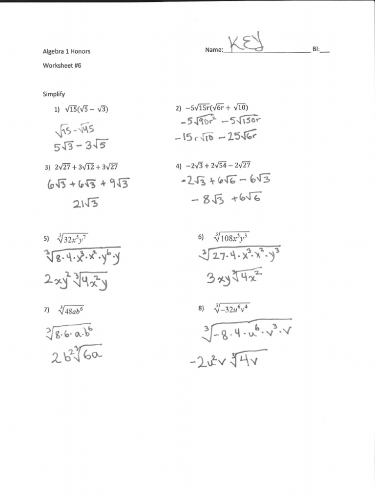 Lesson 6 Worksheet 6 Answer Key | PDF