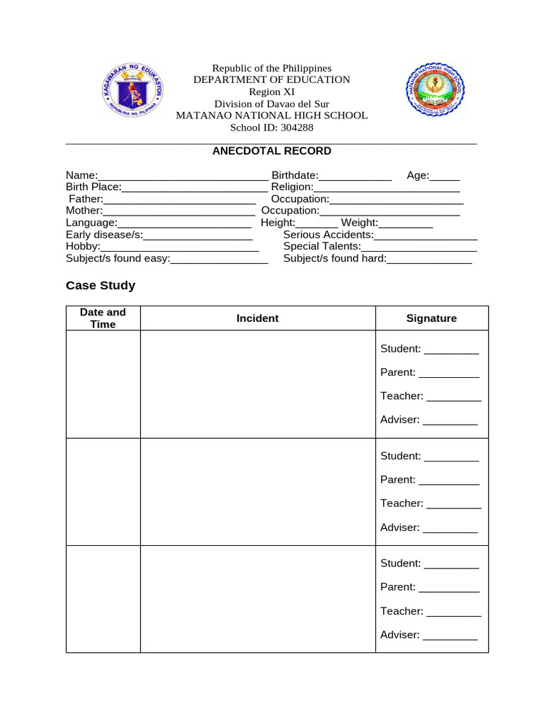 Anecdotal Record | PDF