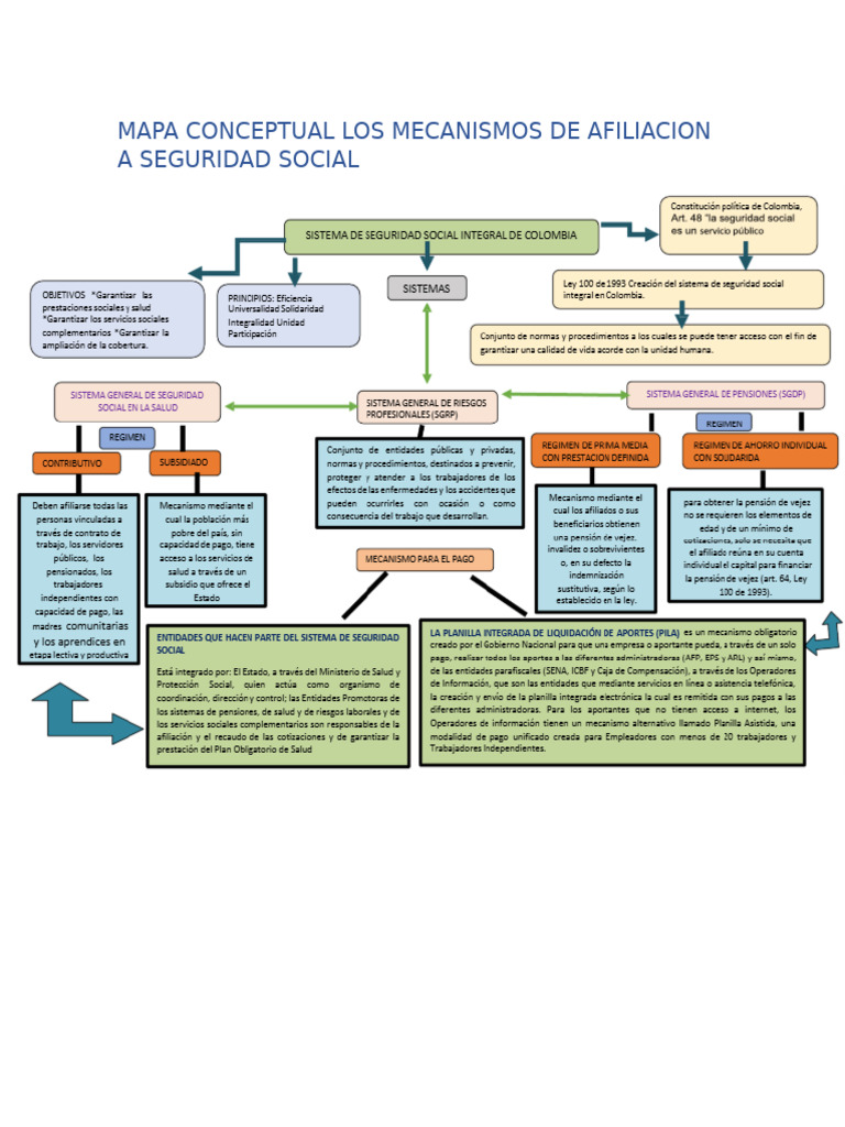 Mapa Conceptual Los Mecanismos de Afiliacion A Seguridad Social | PDF