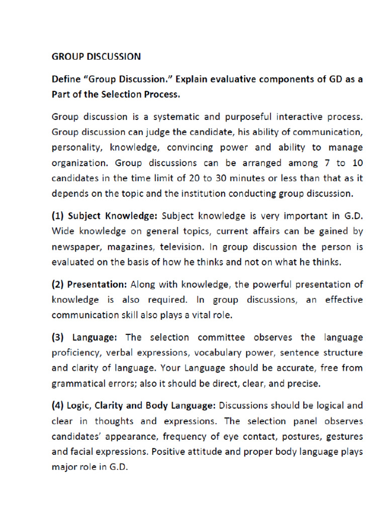Group Discussion | PDF