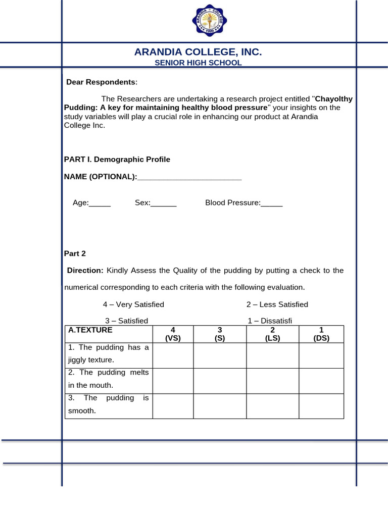 Questionaire (1) | PDF
