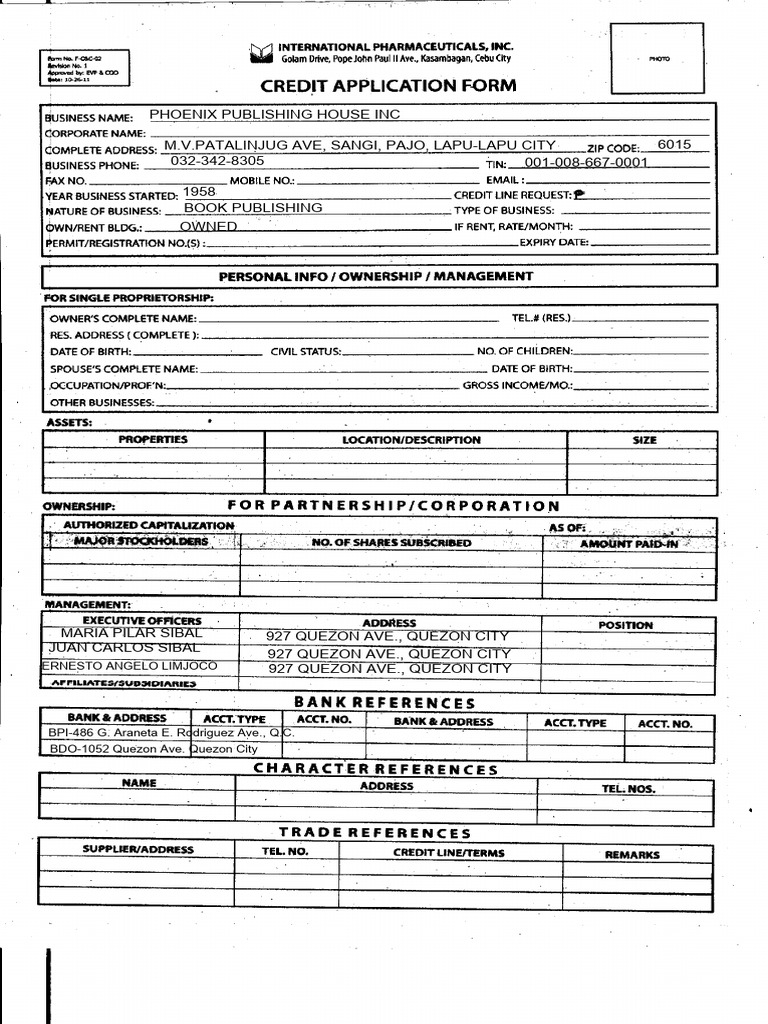 CreditApplicationForm - IPI JEFF LAYSON | PDF