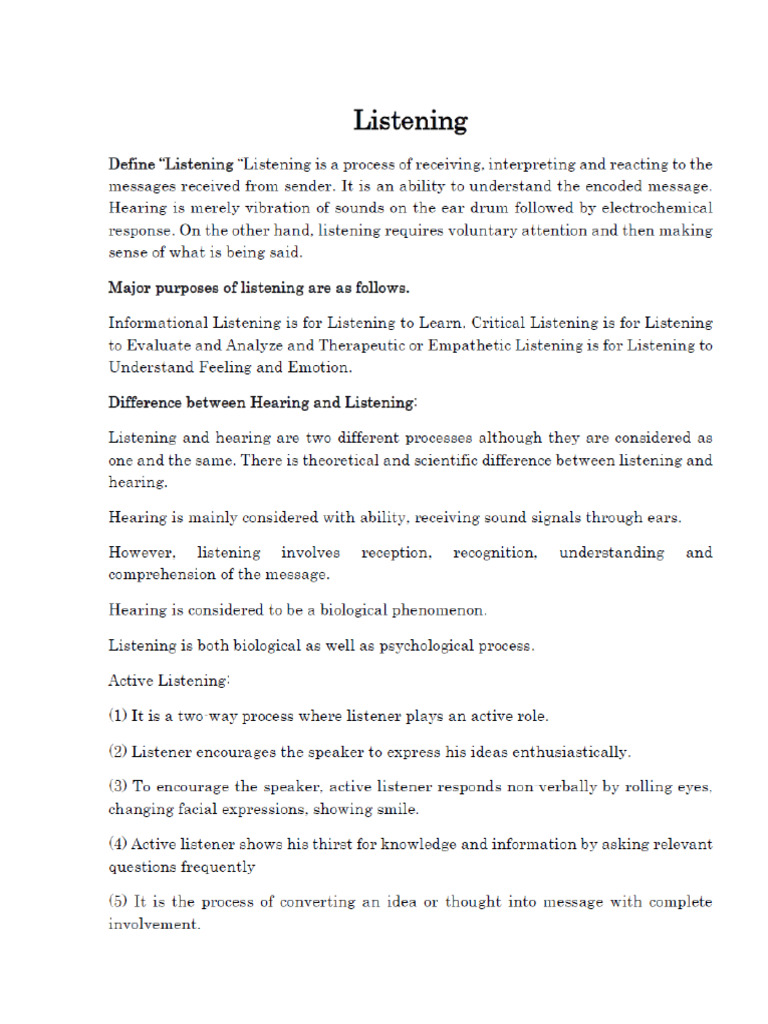 Listening and Writing Effectively | PDF