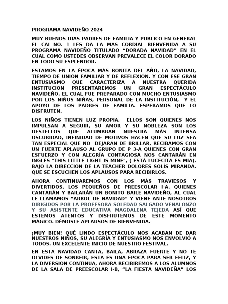 Programa Navideño | PDF | Navidad