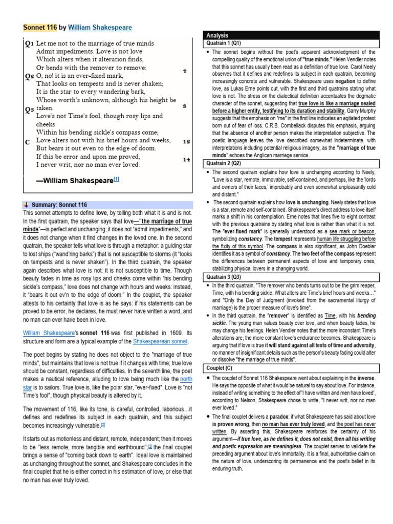 GreatBooks Sonnet 116 and Sonnet 17 | PDF | Literary Criticism | Sonnets