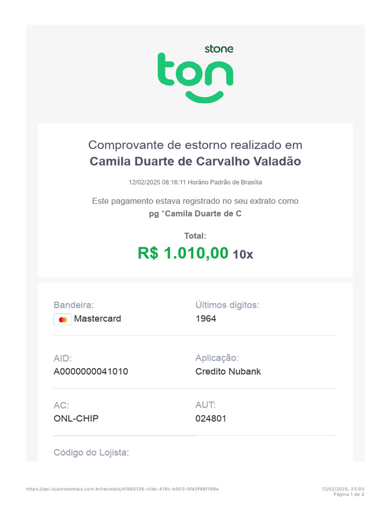 Ton- Comprovante | PDF