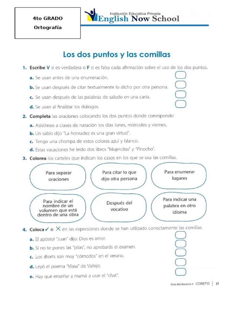 Uso de Los Dos Puntos y Comillas | PDF