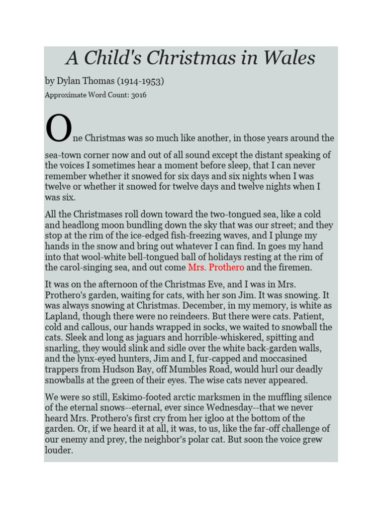 A Childs Christmas in Wales | PDF