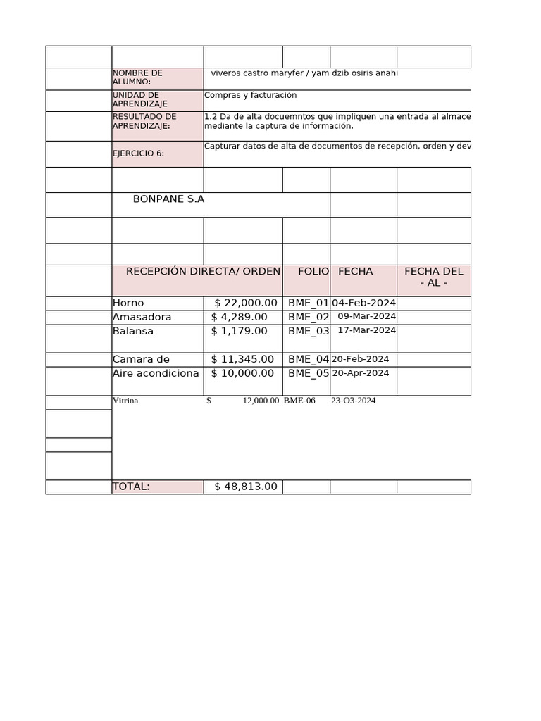G501 Act4 Captura Datos de Alta Documentacion de Recepcion J Orden y Devolucion de Campras | PDF