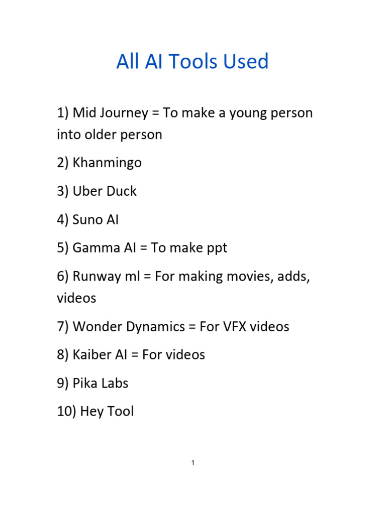 Pika Labs and AI Tools Overview | PDF