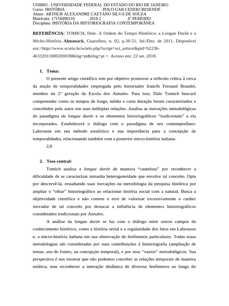 Athur Alexandre Caetano 9,6 | PDF | Economia | Historiografia