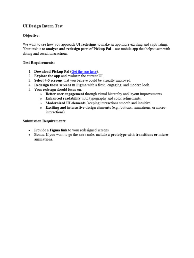 UI Design Intern Test | PDF