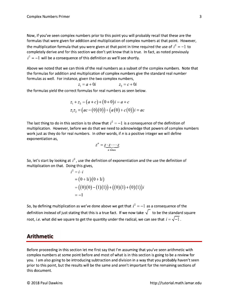 Complex Numbers Arithmetic 3 | PDF