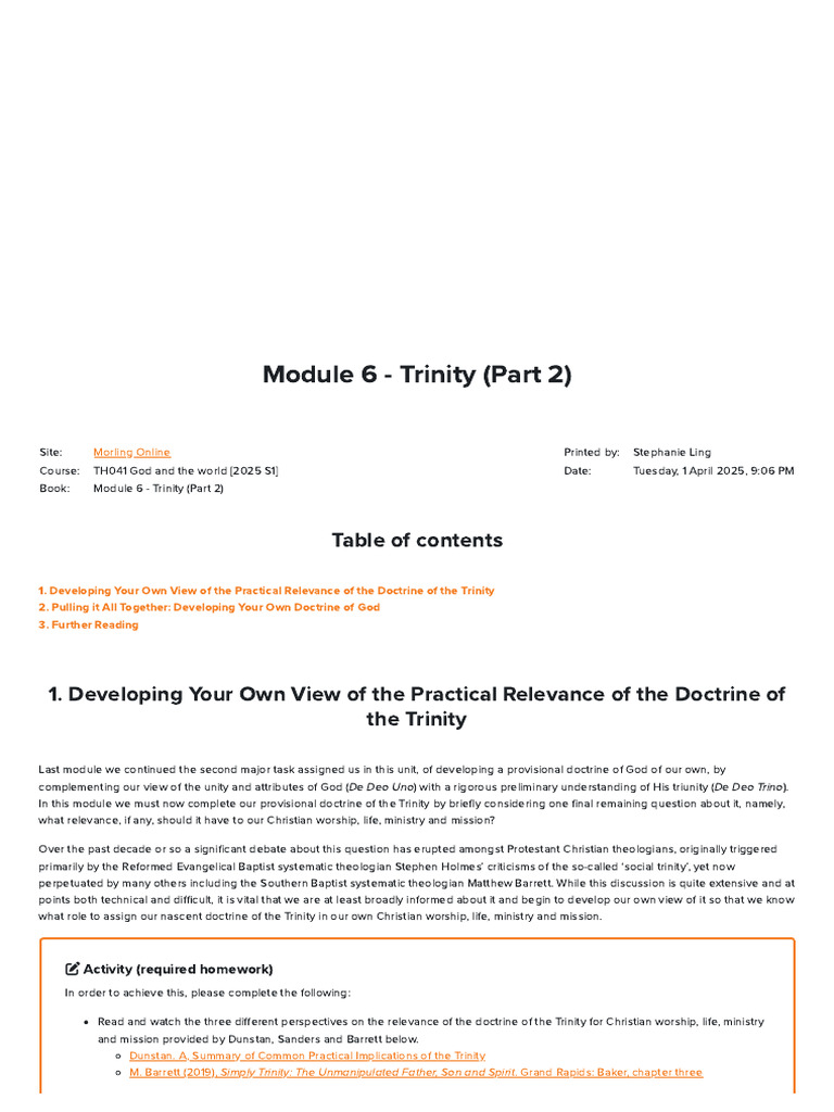Understanding the Trinity's Relevance | PDF | Trinity | God In Christianity