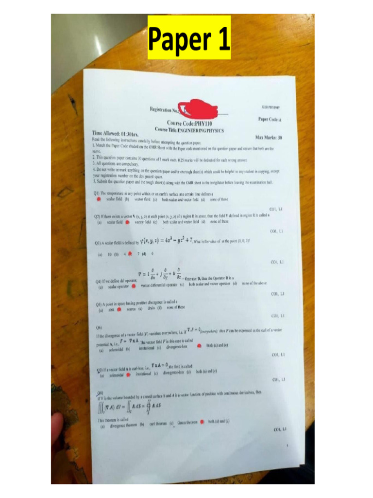 PHY110 MTE PYQs (By Alfa) | PDF