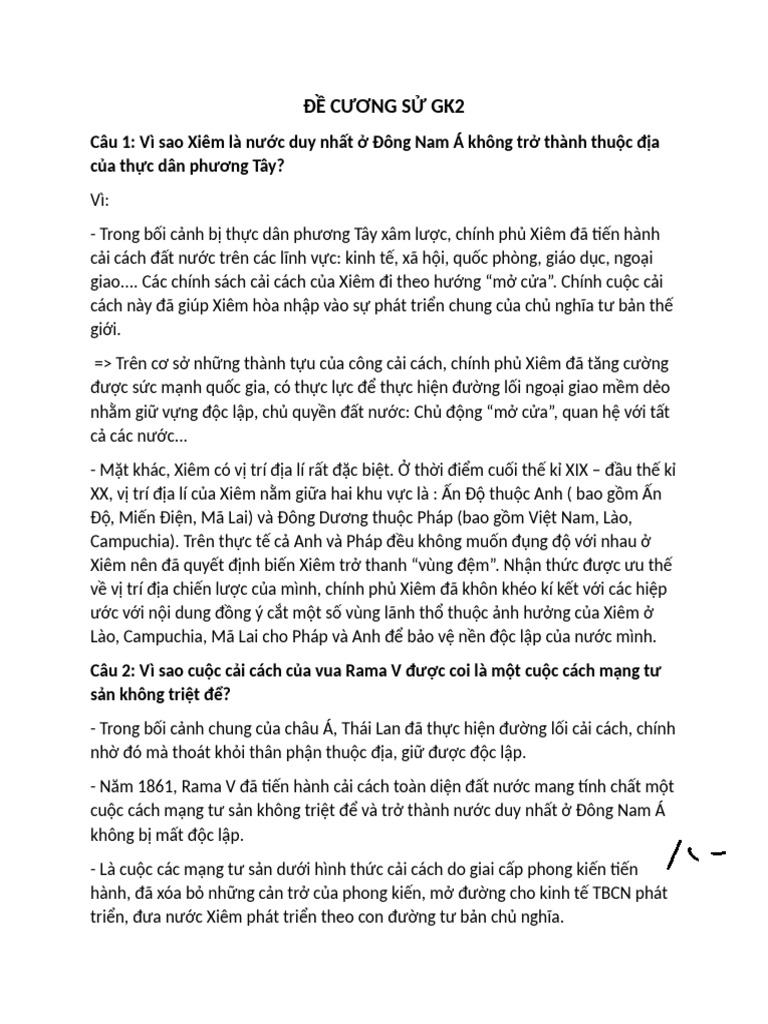 ĐỀ-CƯƠNG-SỬ-GK2 LỚP 11 | PDF