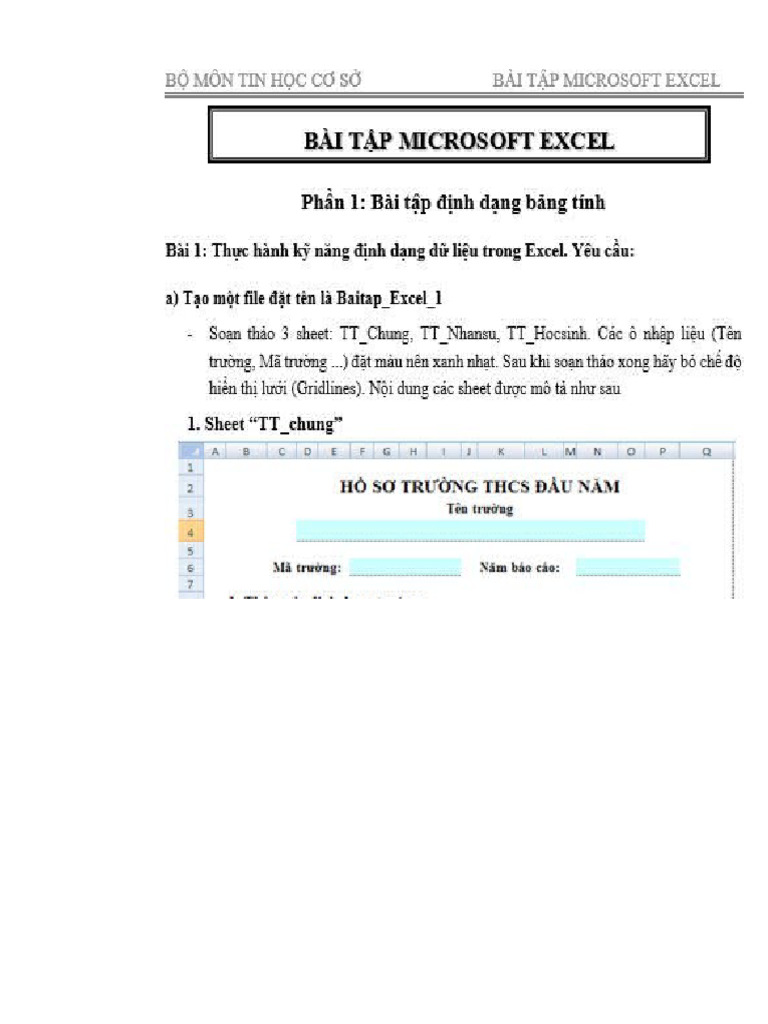 Bai Tap Ms Excel | PDF