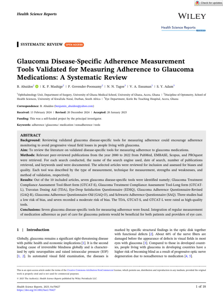 Health Science Reports - 2025 - Abaidoo - Glaucoma Disease‐Specific ...