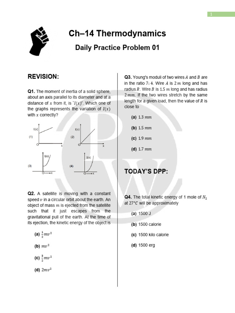 Ch-Thermodynamics DPP 01 | PDF | Gases | Temperature