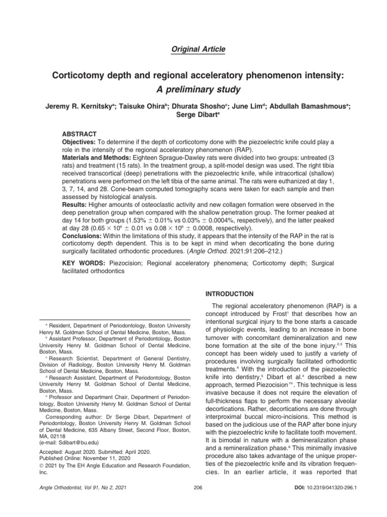 Corticotomy Depth and Regional Acceleratory Phenomenon Intensity | PDF ...