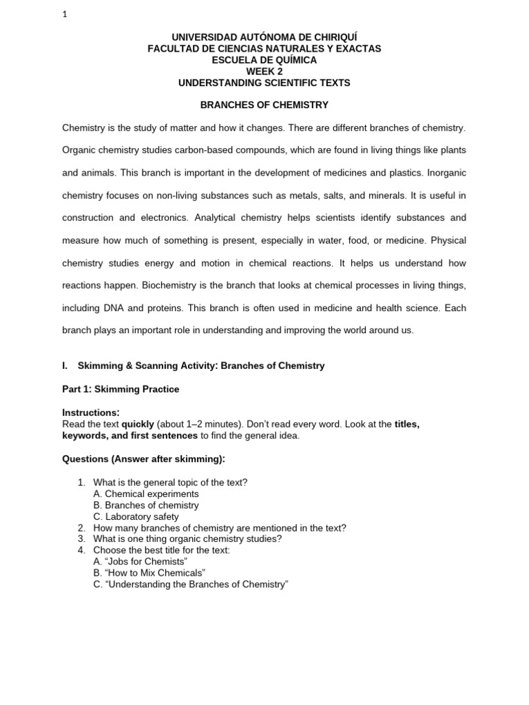 Chemistry Week 2 Activities | PDF | Chemistry | Chemical Substances