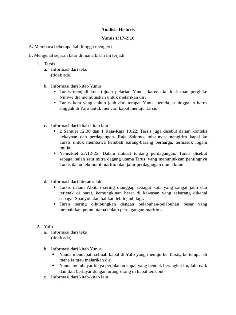 Tarsis dan Niniwe dalam Kisah Yunus | PDF