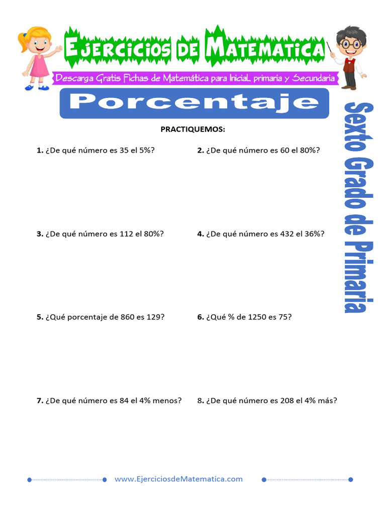 Ejercicios de porcentajes para 6º grado | PDF