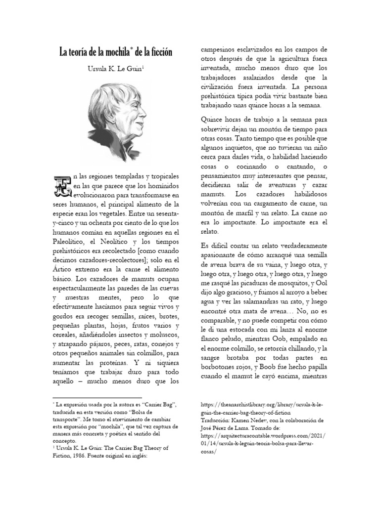 La Teoría de La Mochila - Ursula K. Le Guin | PDF | Novelas