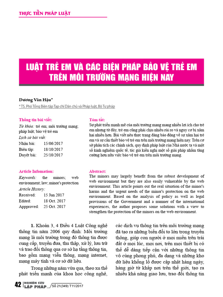[123doc] - luat-tre-em-va-cac-bien-phap-bao-ve-tre-em-tren-moi-truong-mang-hien-nay | PDF