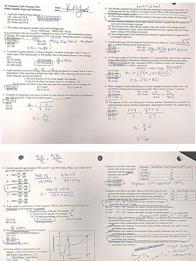 Unit 3 Review Key | PDF