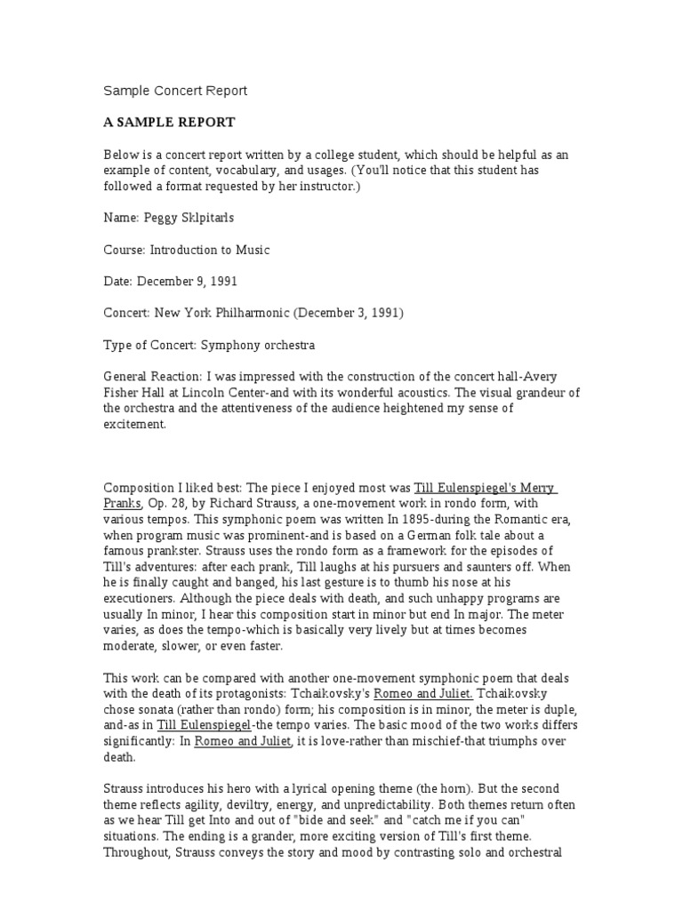 Sample Concert Report: Strauss Analysis | PDF | Orchestras | Symphony