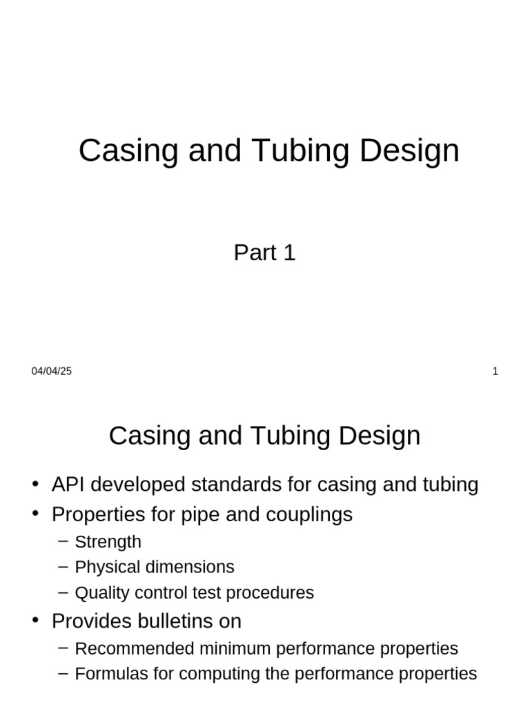 6 Casing and Tubing Design 6 | PDF | Casing (Borehole) | Pipe (Fluid ...