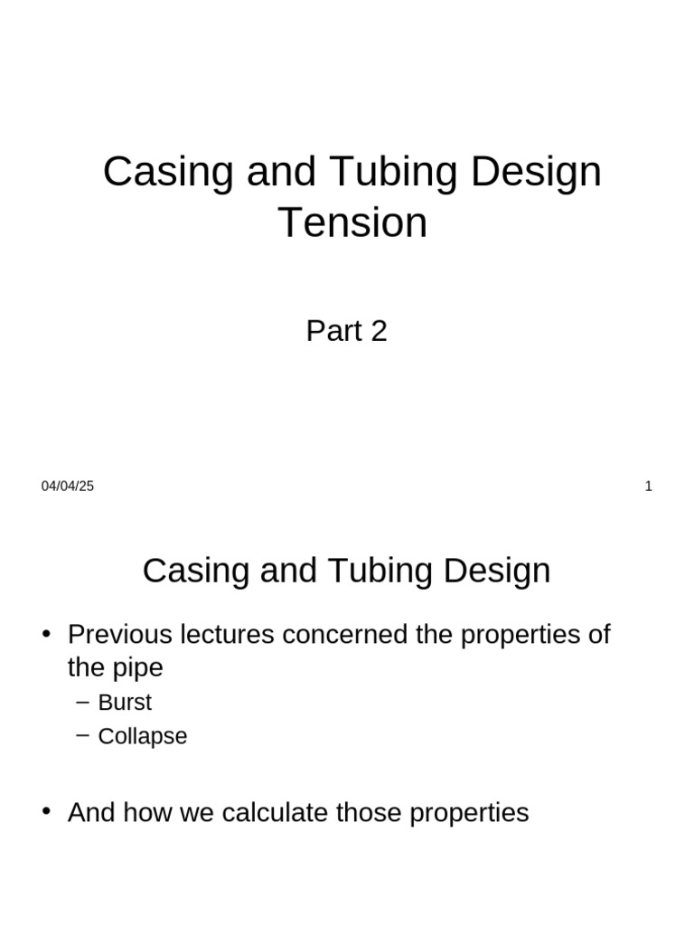 8 Casing and Tubing Design 7 - Tension | PDF | Casing (Borehole) | Mechanical Engineering