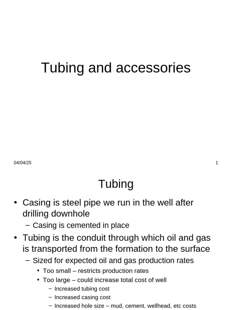 Tubing Sizes and Components Overview | PDF | Casing (Borehole ...