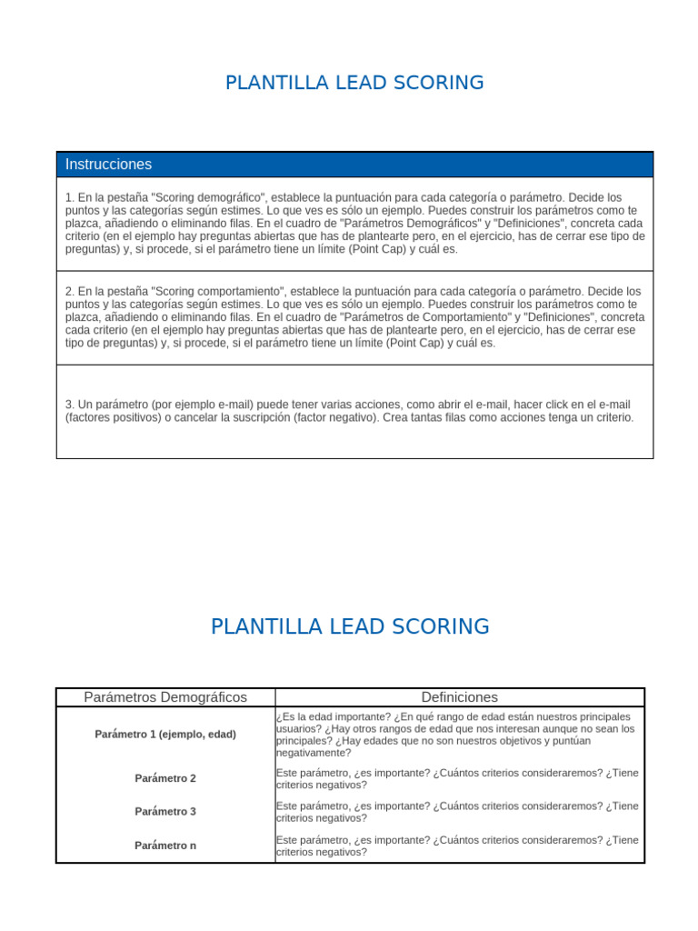 Plantilla de Lead Scoring Efectiva | PDF
