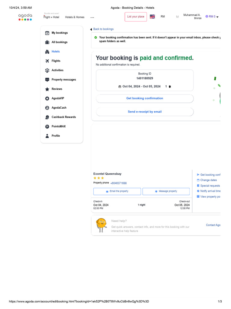 Agoda - Booking Details - Hotels | PDF