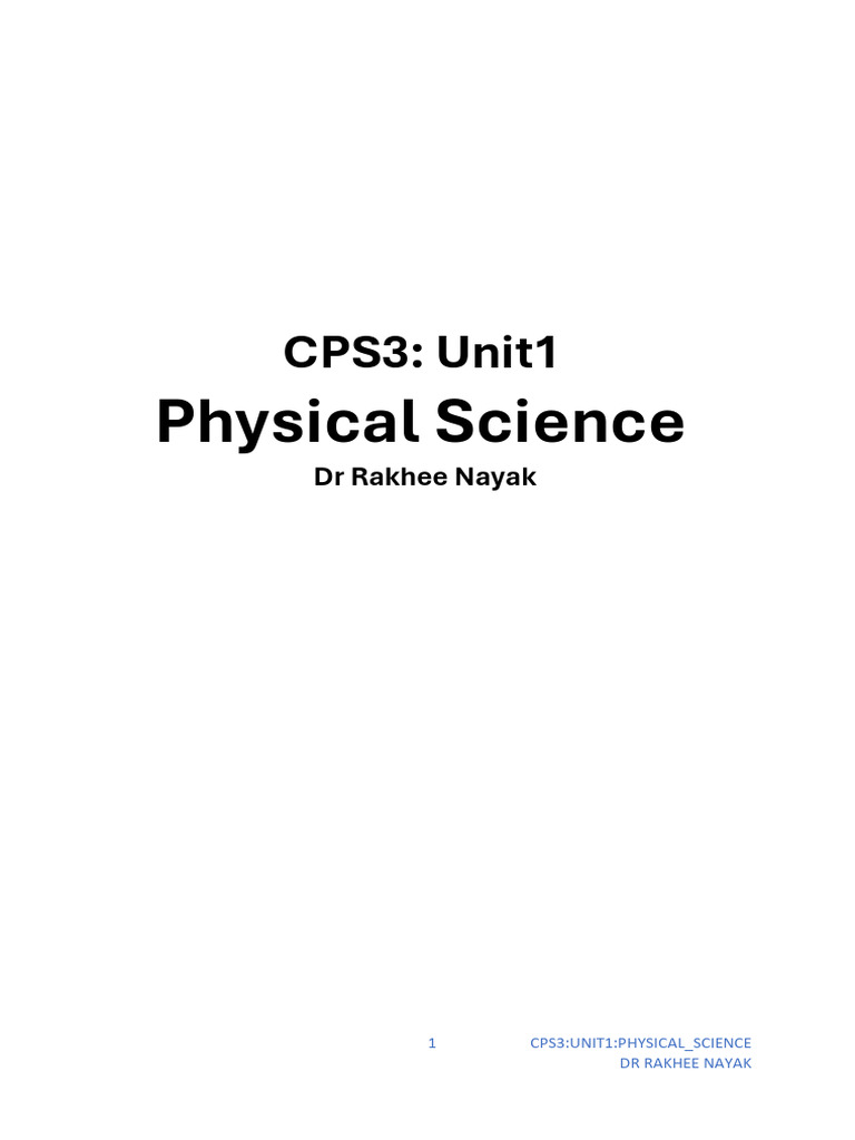 CPS3-Unit1 - Physical Science | PDF | Science | Physics