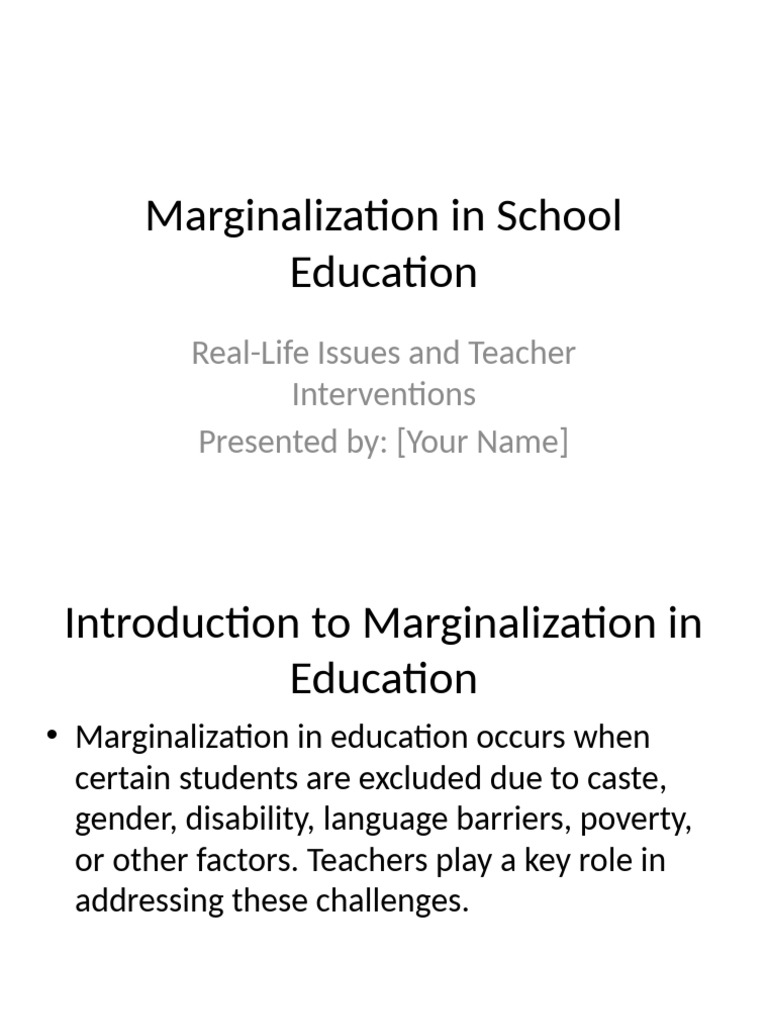 Addressing Marginalization in Education | PDF | Social Exclusion ...