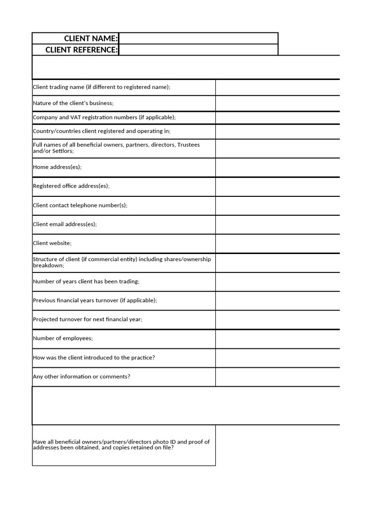 Client Risk Assessment Template | PDF | Terrorism Financing | Business