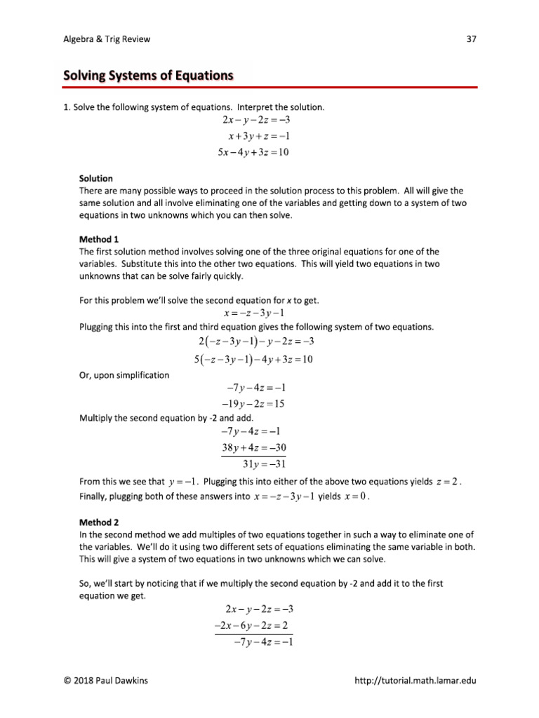 Algebra Review Systems 13 | PDF